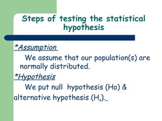 Stat 4 the normal distribution & steps of testing hypothesis | PPT