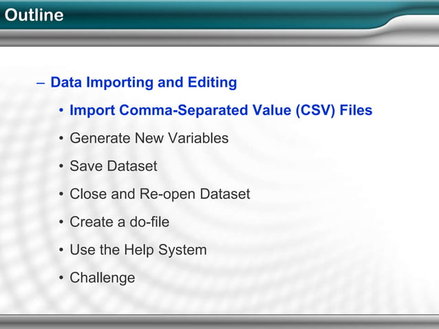 STATA - Importing Data | PPTX