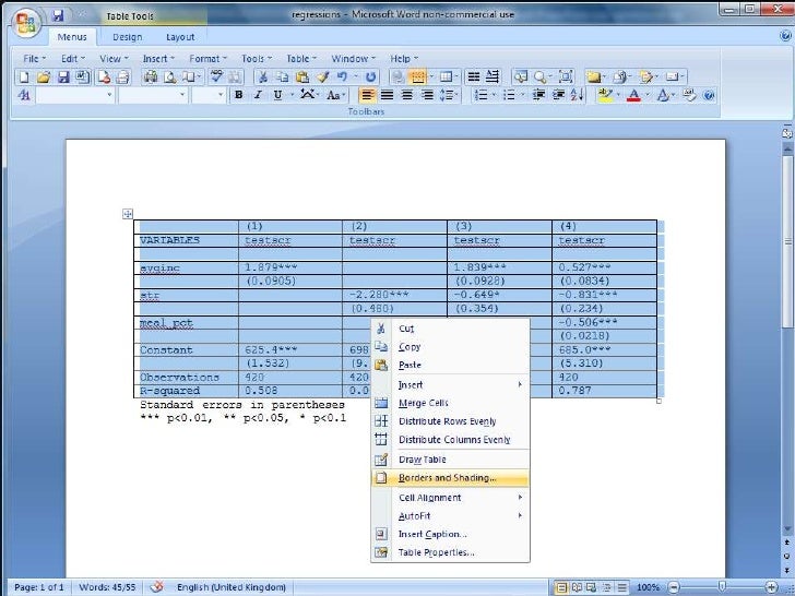 Stata Presenting Output