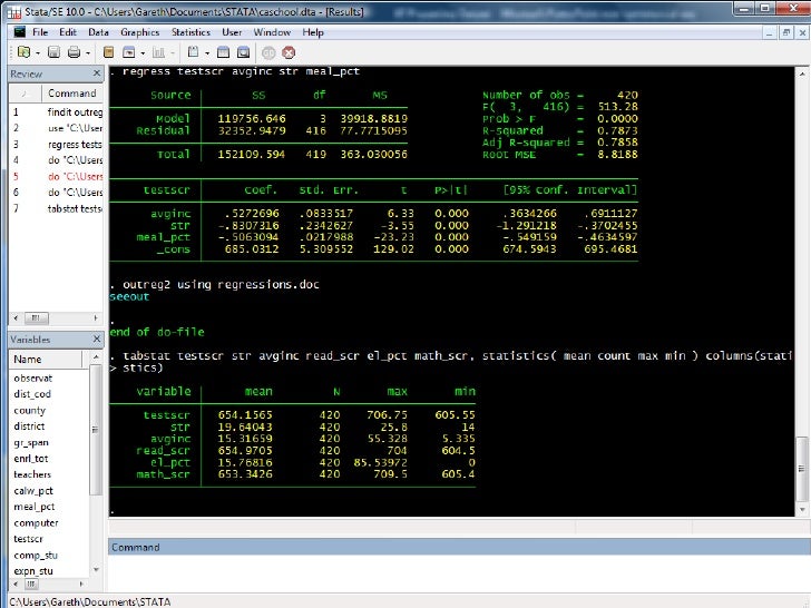 Stata Presenting Output