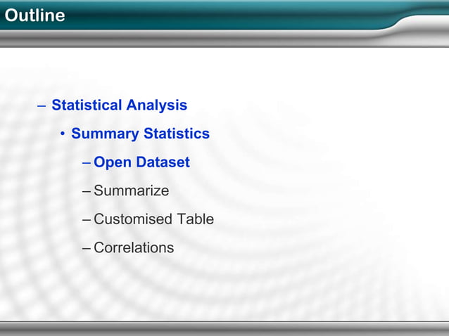 Stata Summary Statistics Pptx Technology And Computing