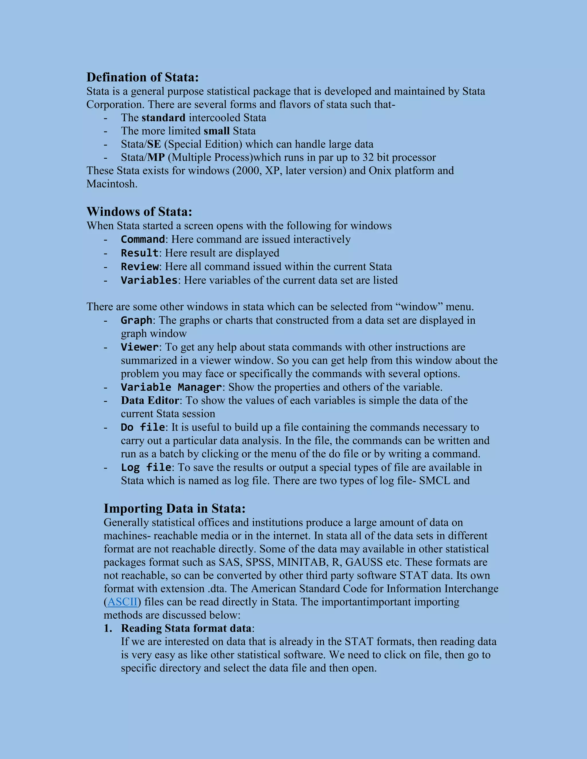 Stata claass lecture | DOCX