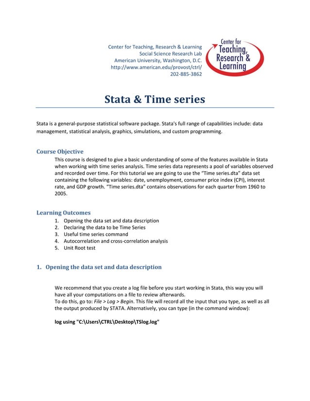 Stata time-series-fall-2011 | PDF