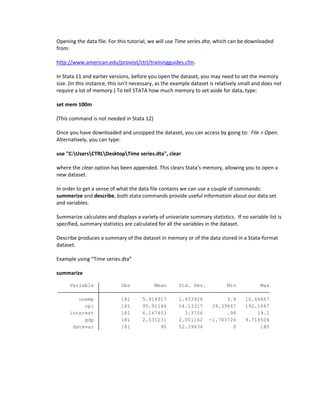Stata time-series-fall-2011 | PDF