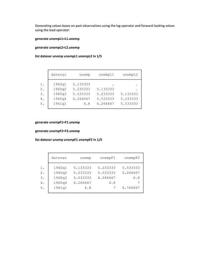 Stata time-series-fall-2011 | PDF