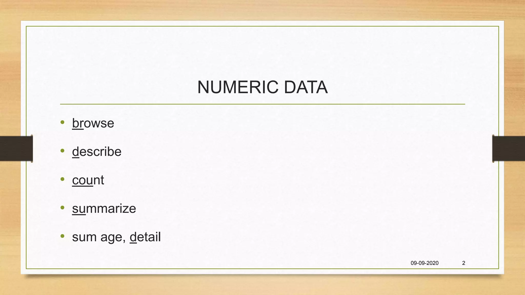 Stata Basics Of Analysis And Commands Pptx
