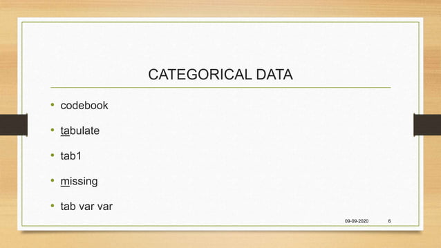 STATA - Basics of Analysis & Commands | PPTX | Computing | Technology & Computing