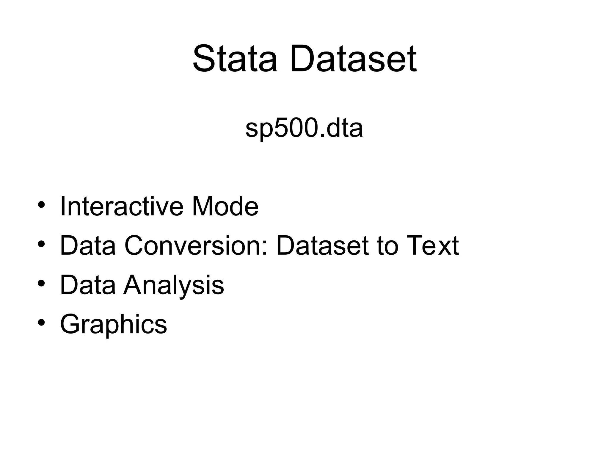 Introduction to Stata: data management and analytic techniques | PPT