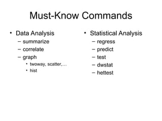 Introduction to Stata: data management and analytic techniques | PPT