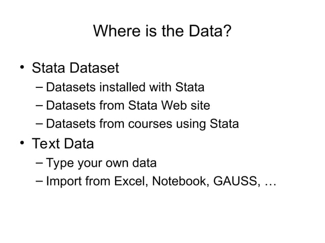 Introduction to Stata: data management and analytic techniques | PPT