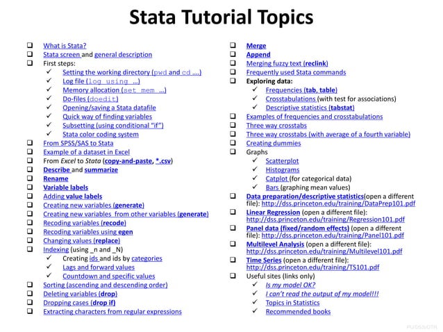 Stata Tutorial Pdf Operating Systems Computer Software And