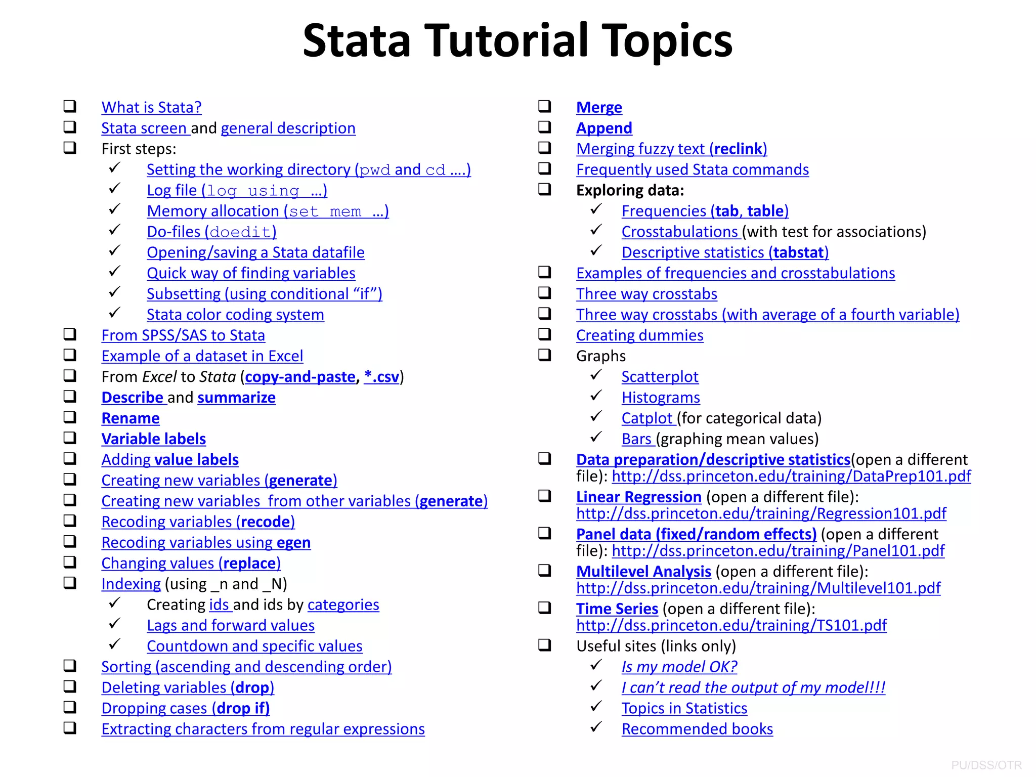 Stata tutorial university of princeton | PDF
