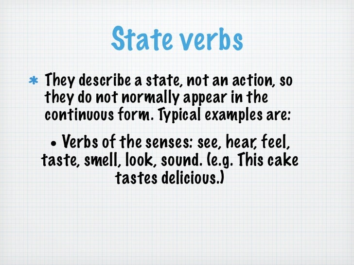State - action verbs