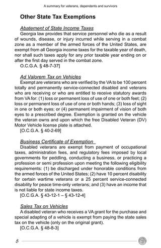 Benefits from the State of Georgia for Veterans | PDF