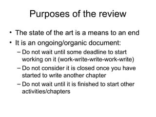 Preparing and Writing a State-of-the-Art Review | PPT
