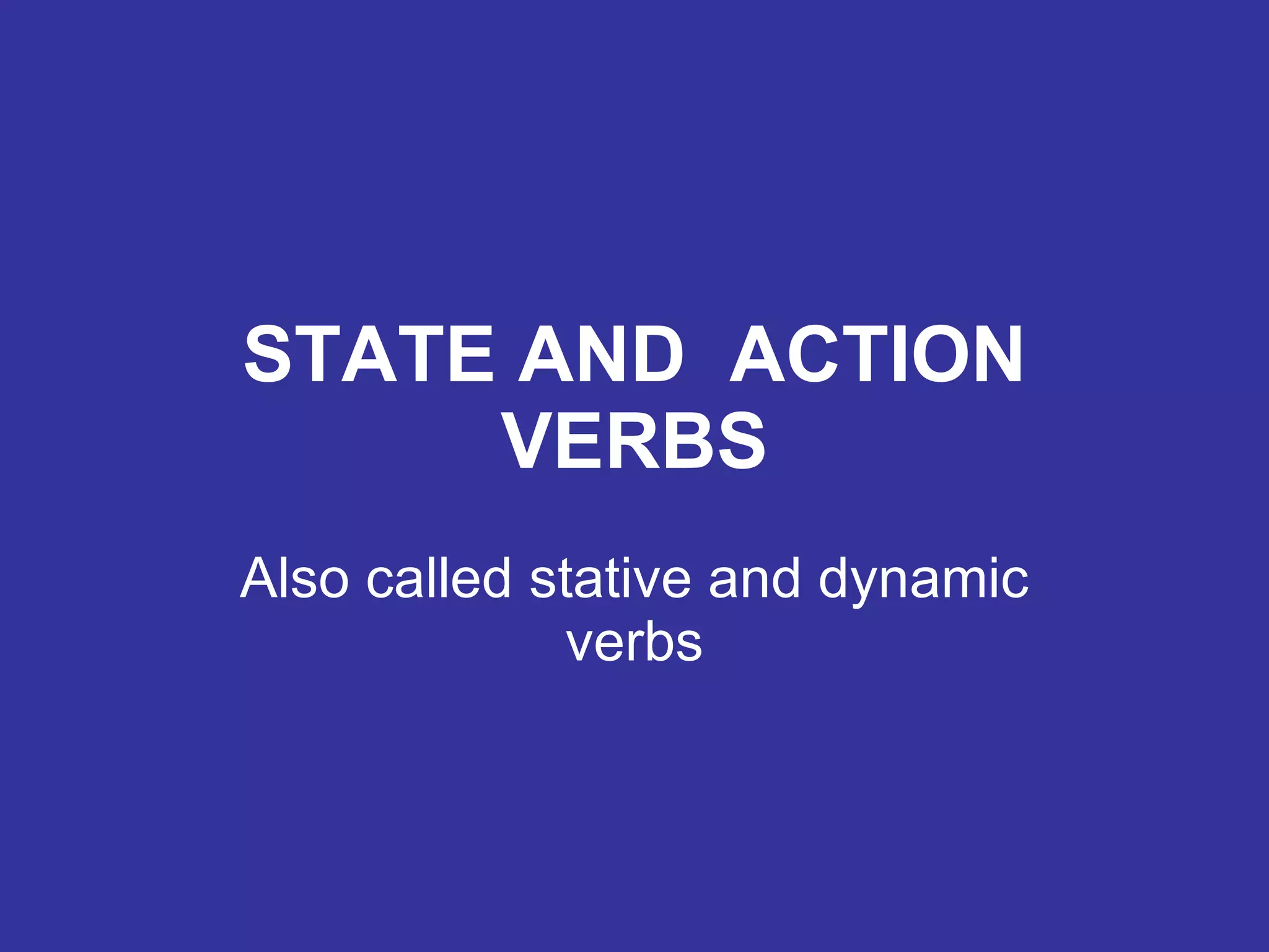 State And Action Verbs | PPT