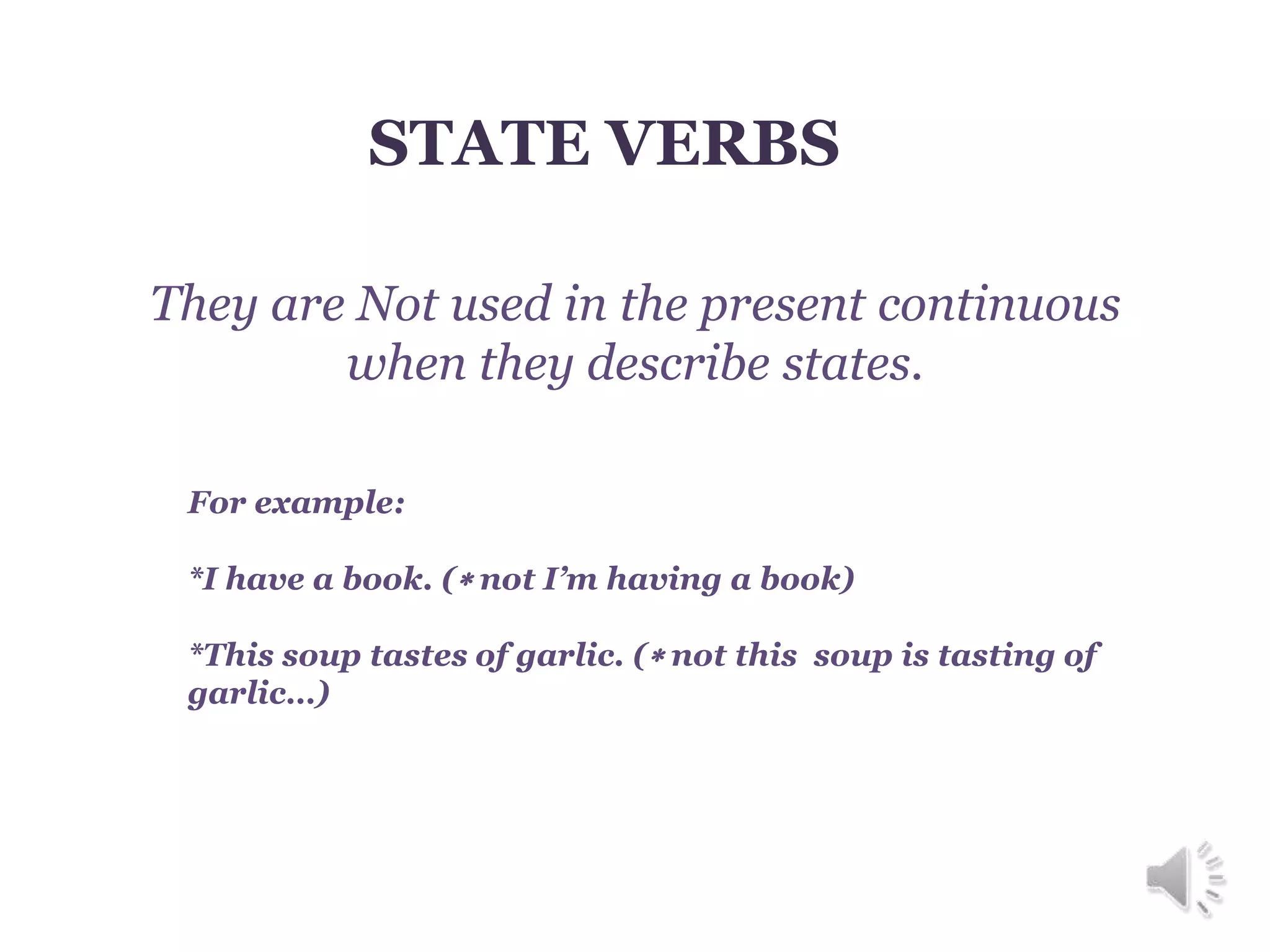 State and action verbs. | PPTX