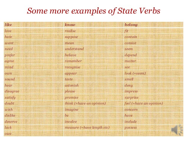 State and action verbs.
