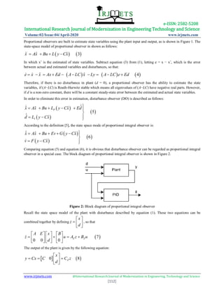 State and disturbance estimation of a linear systems using proportional integral observer | PDF