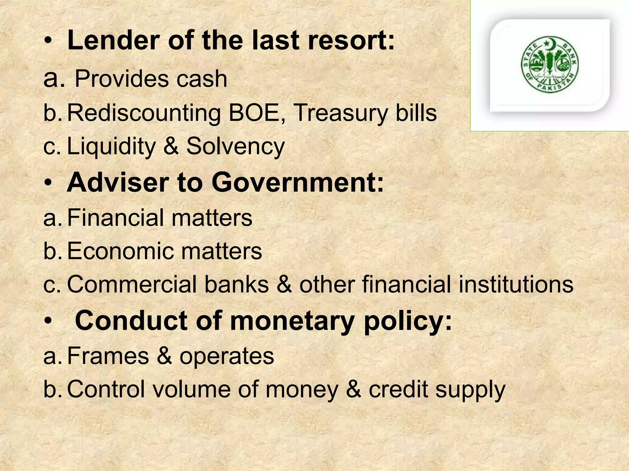 State bank of pakistan | PPT
