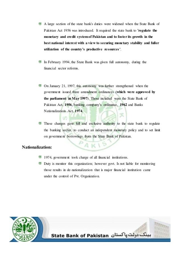 State bank of Pakistan (SBP)