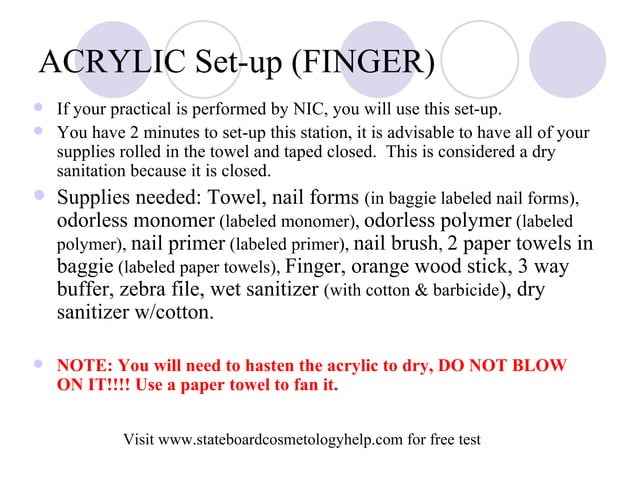 State Board Practical Set-up | PPT | Hair Care | Beauty