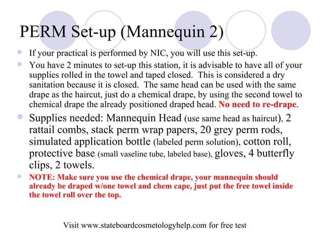 State Board Practical Set-up | PPT | Hair Care | Beauty