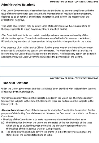 State center relation in india | PPTX