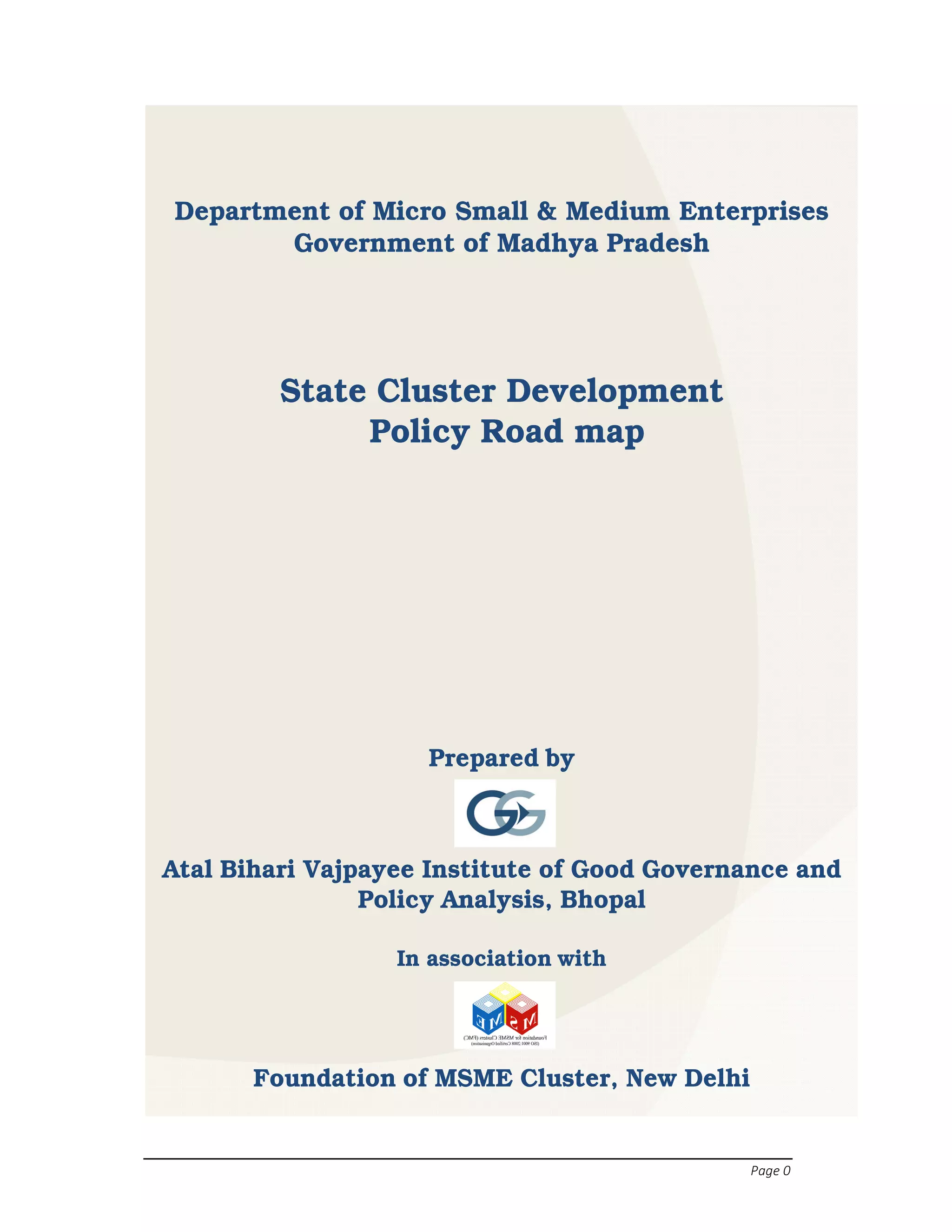 State Cluster Development Policy Road Map | PDF