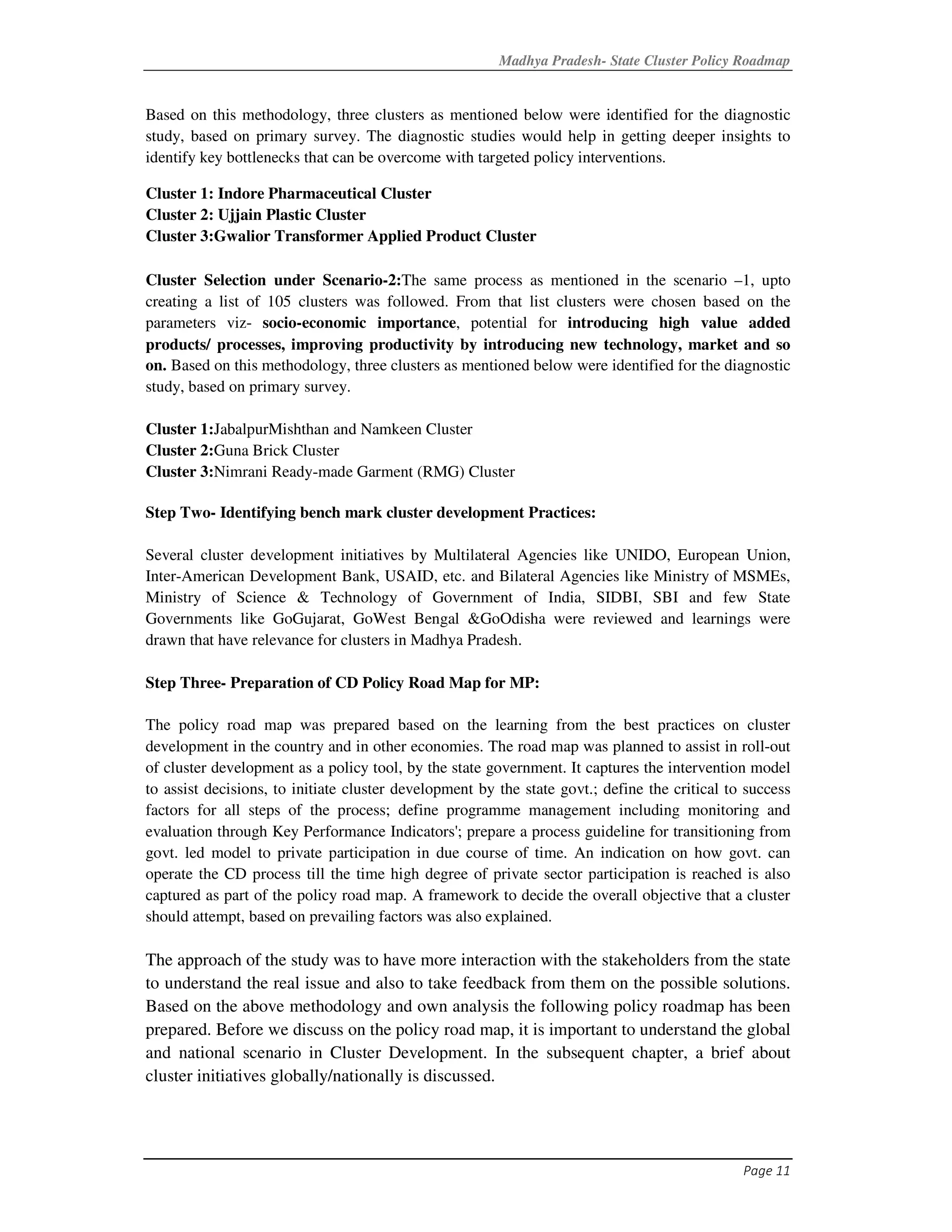 State Cluster Development Policy Road Map | PDF