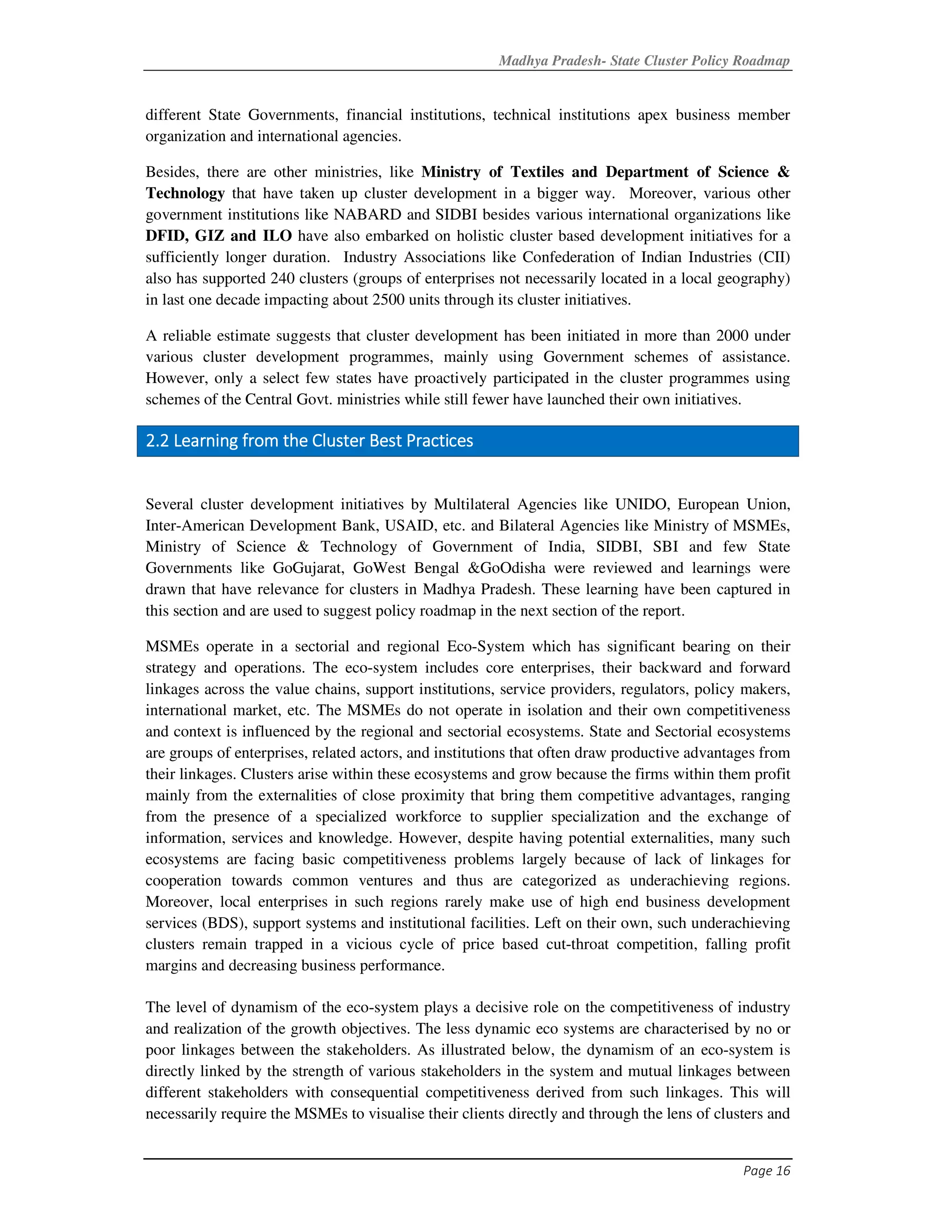 State Cluster Development Policy Road Map | PDF