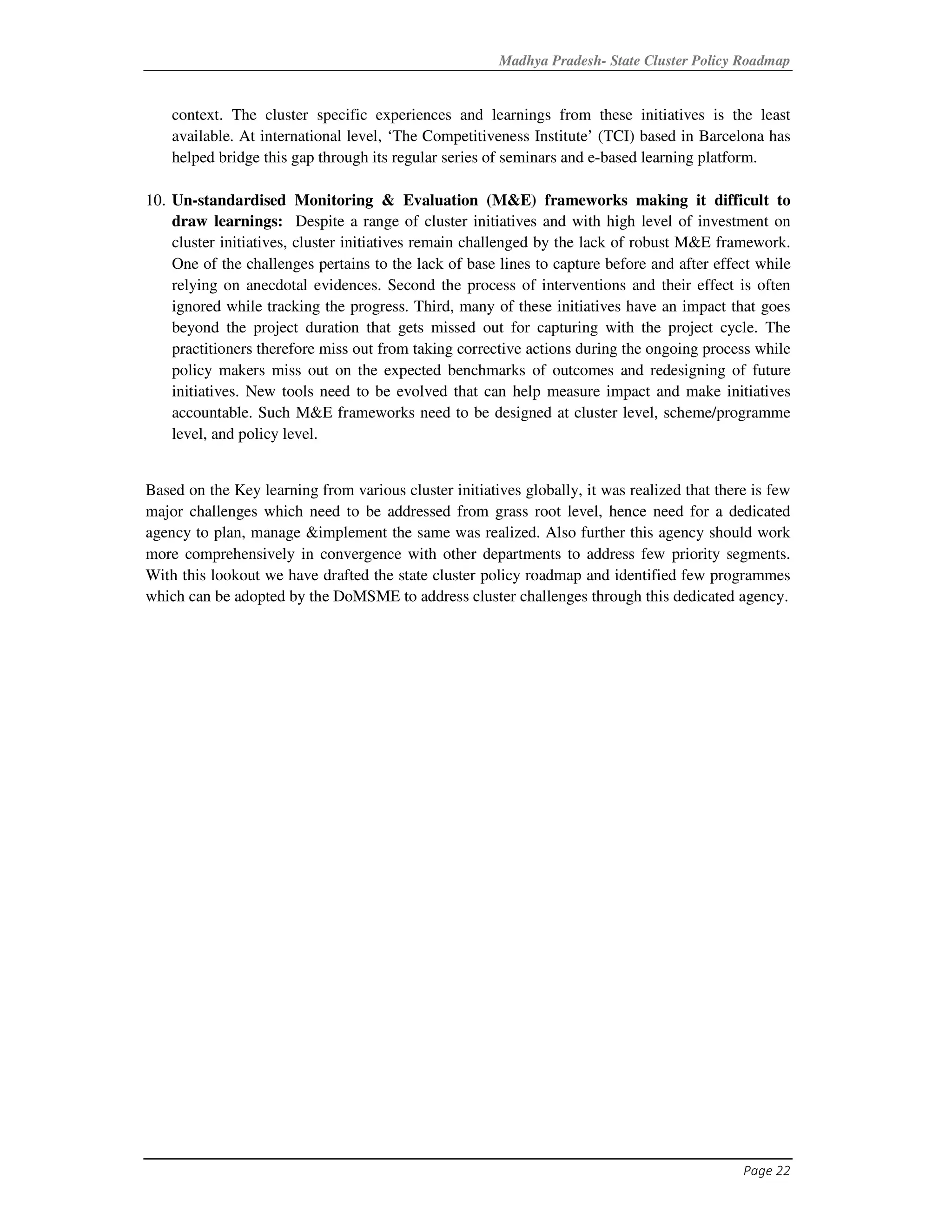 State Cluster Development Policy Road Map | PDF