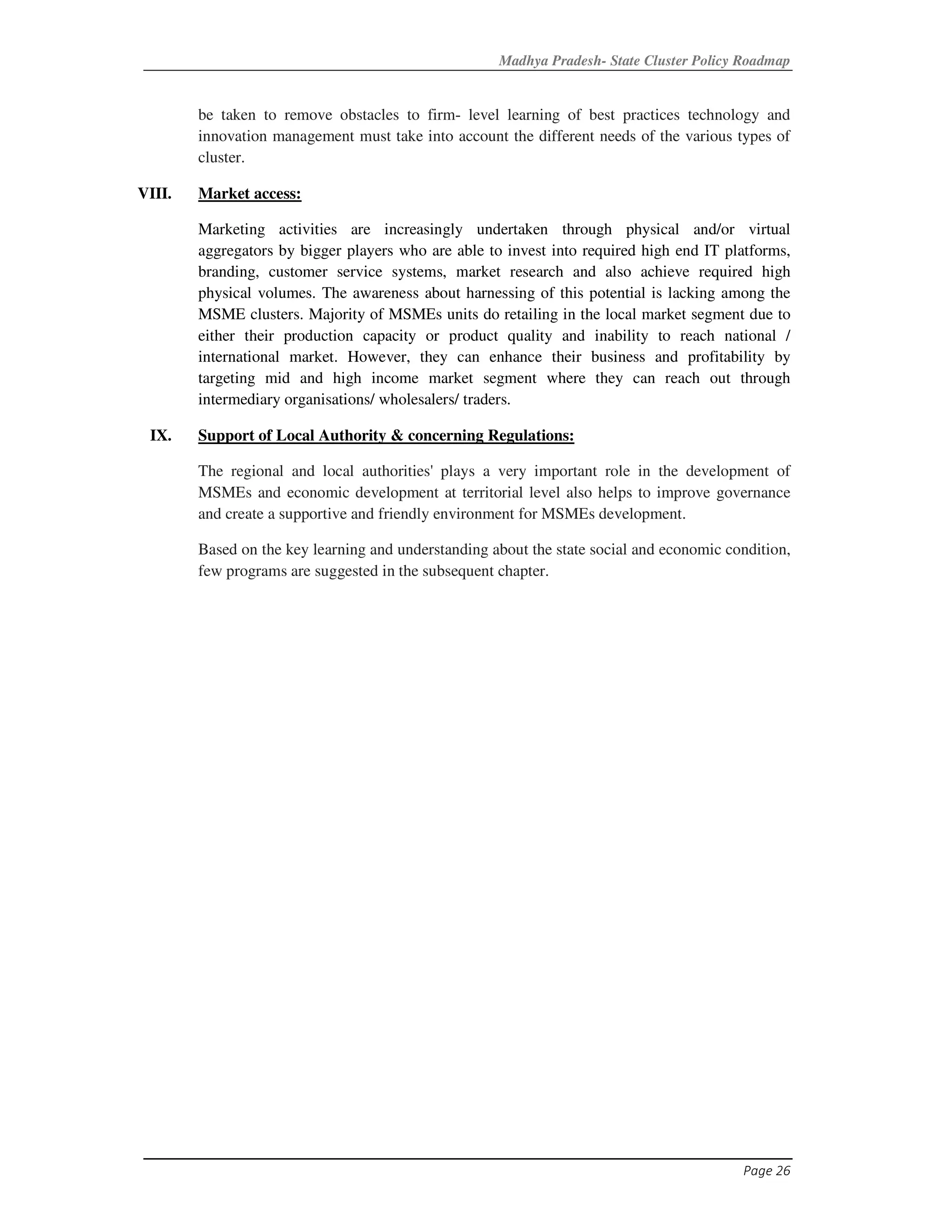 State Cluster Development Policy Road Map | PDF