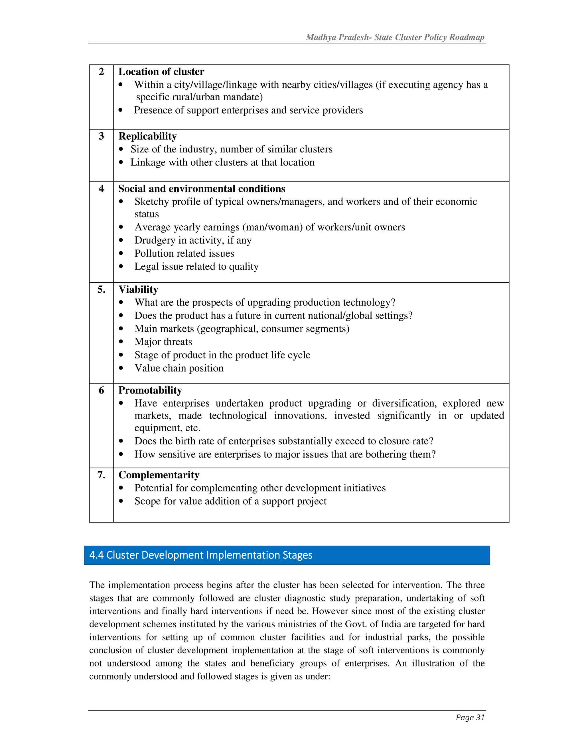 State Cluster Development Policy Road Map | PDF
