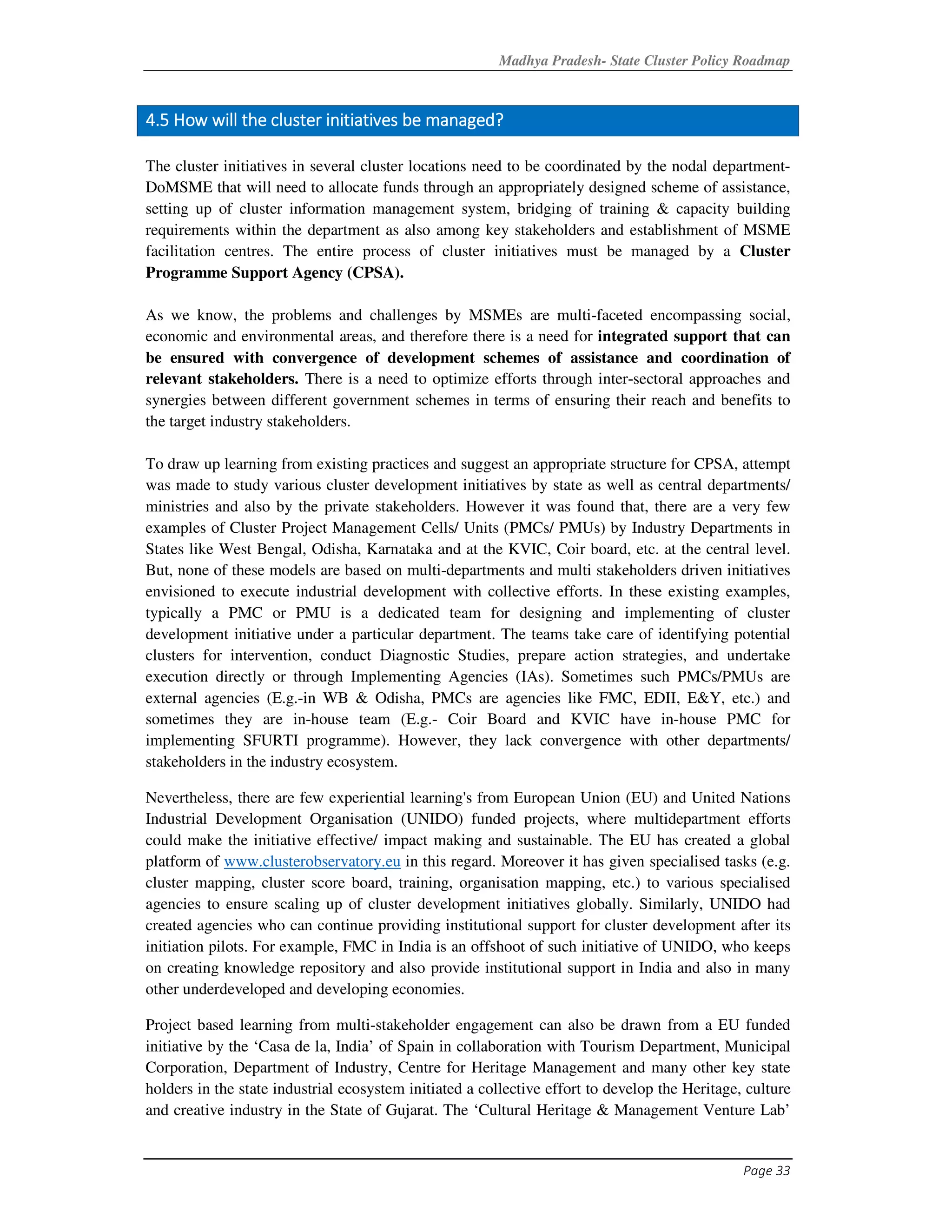 State Cluster Development Policy Road Map | PDF