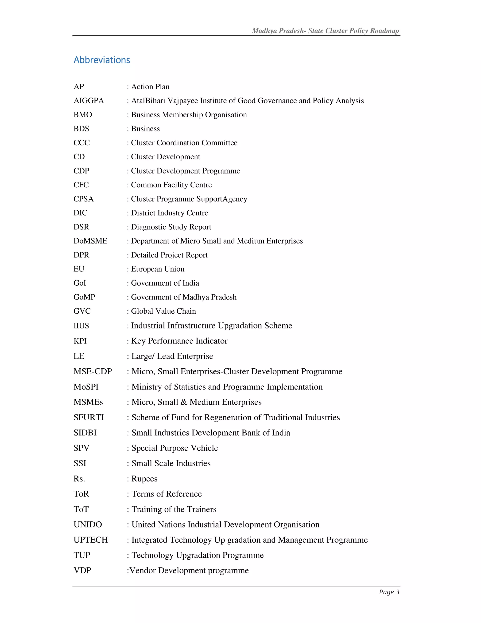 State Cluster Development Policy Road Map | PDF