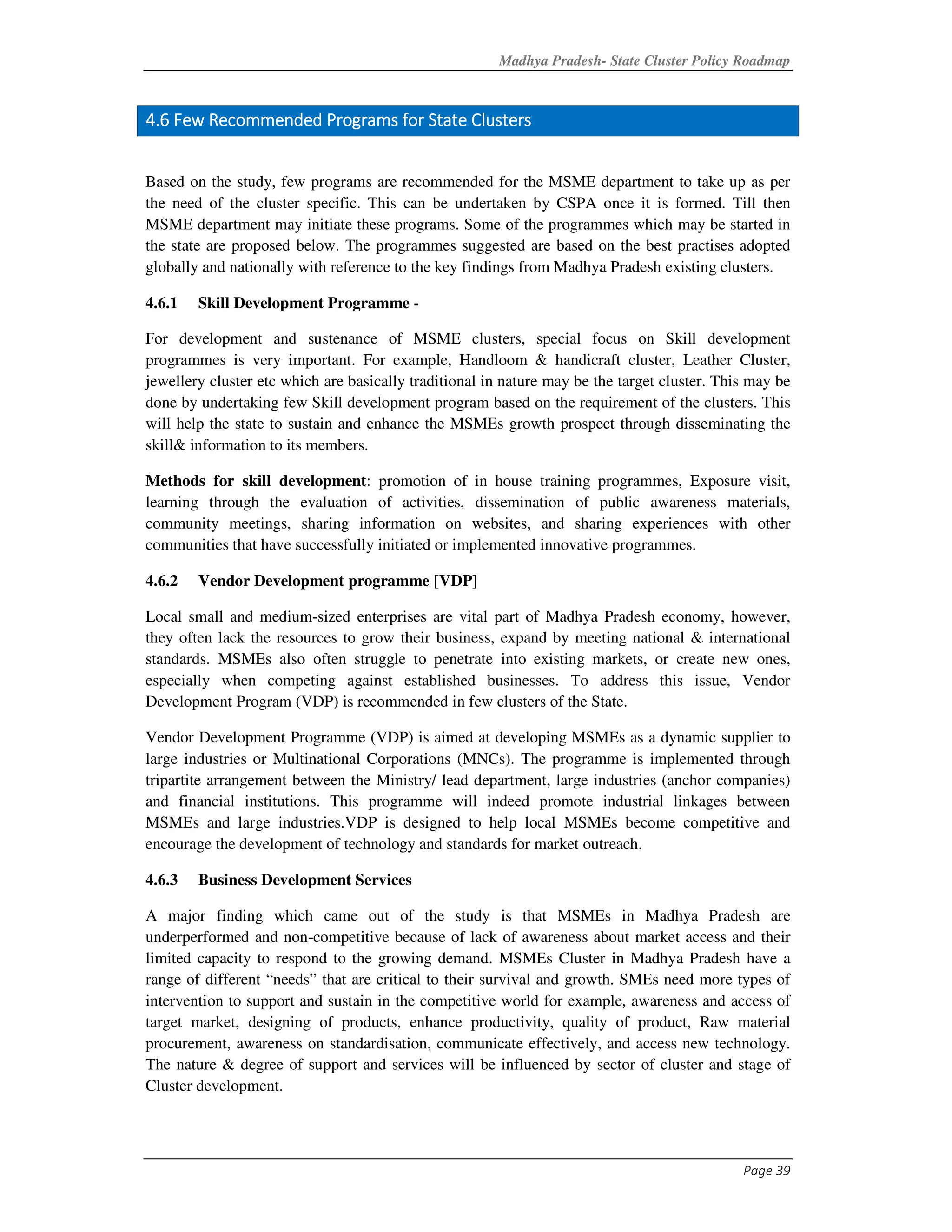 State Cluster Development Policy Road Map | PDF