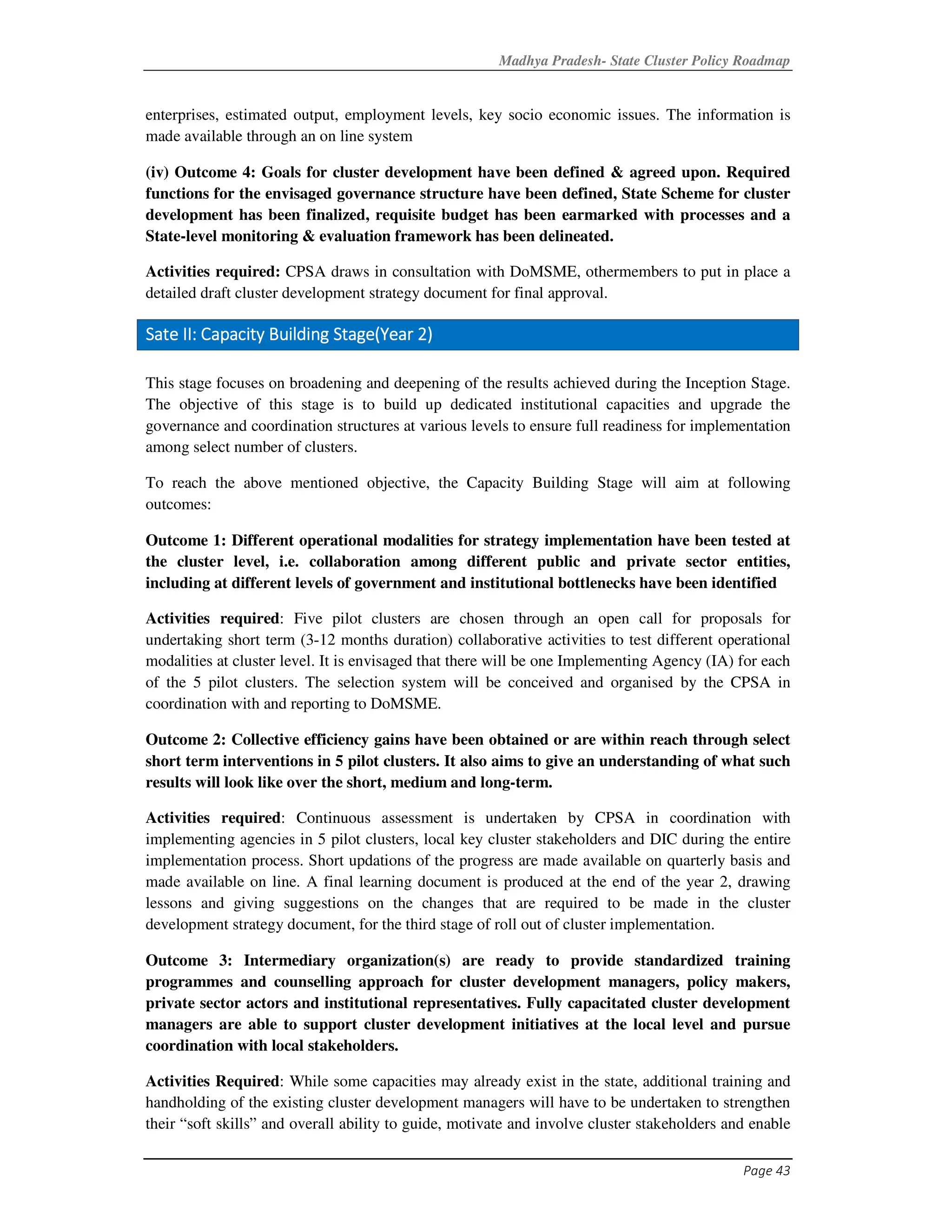 State Cluster Development Policy Road Map | PDF