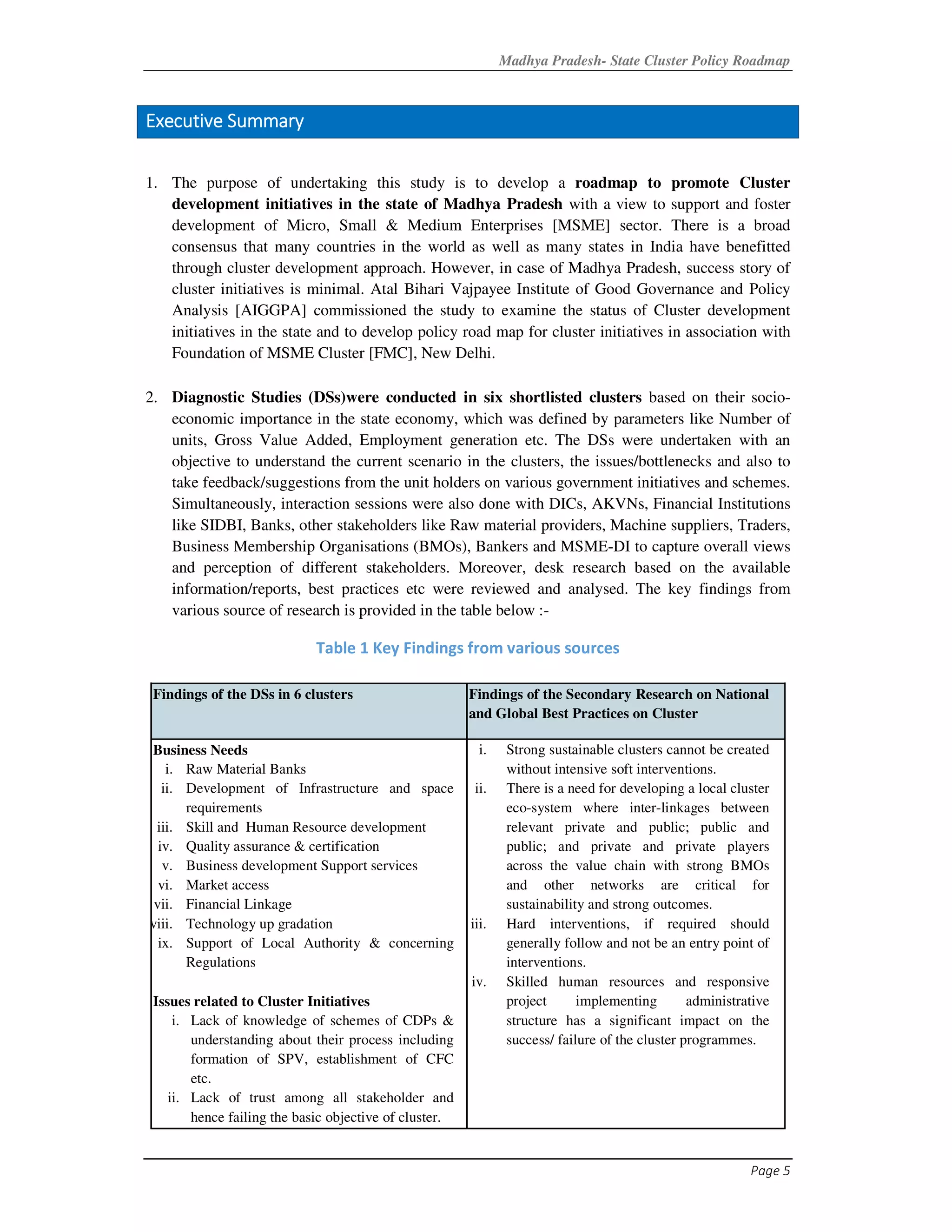 State Cluster Development Policy Road Map | PDF