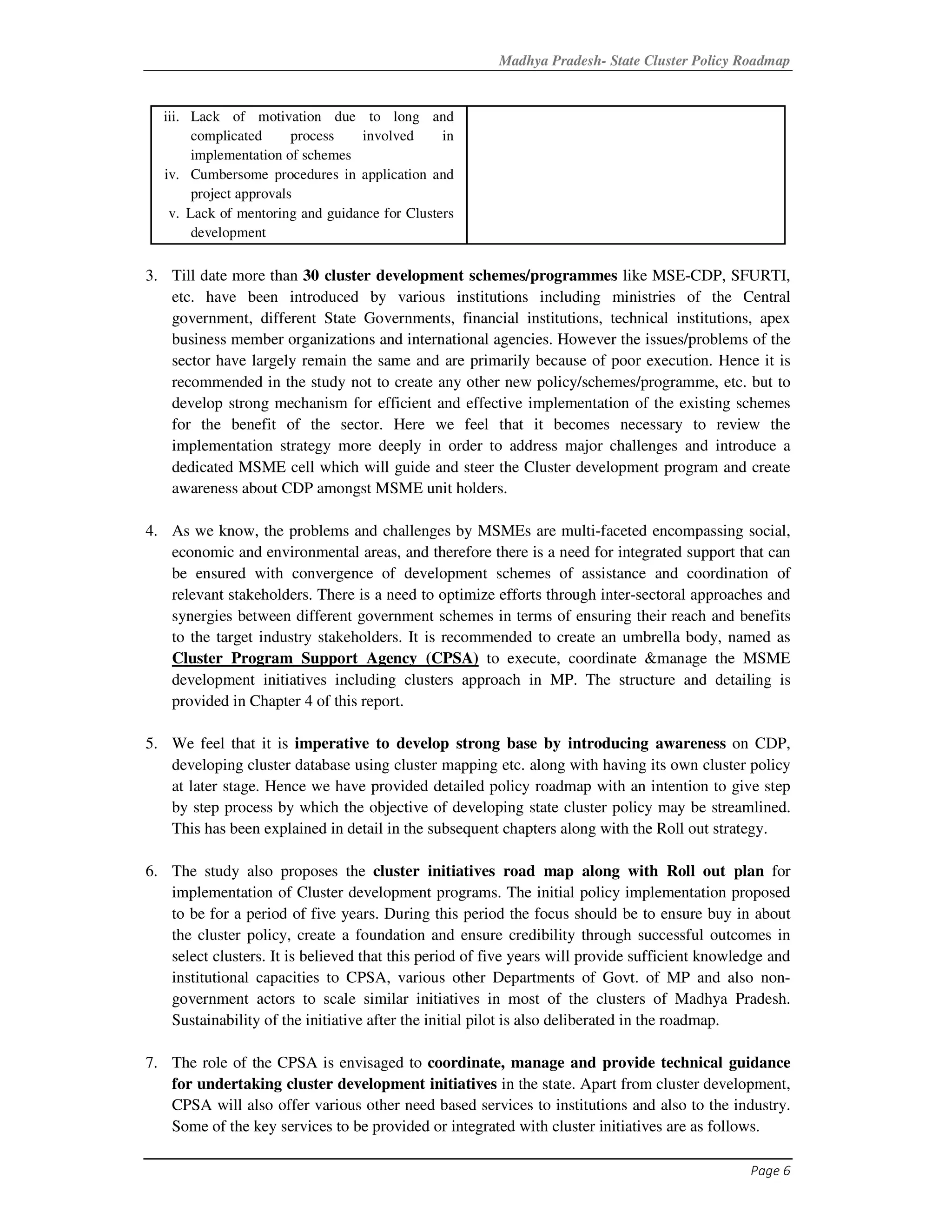 State Cluster Development Policy Road Map | PDF