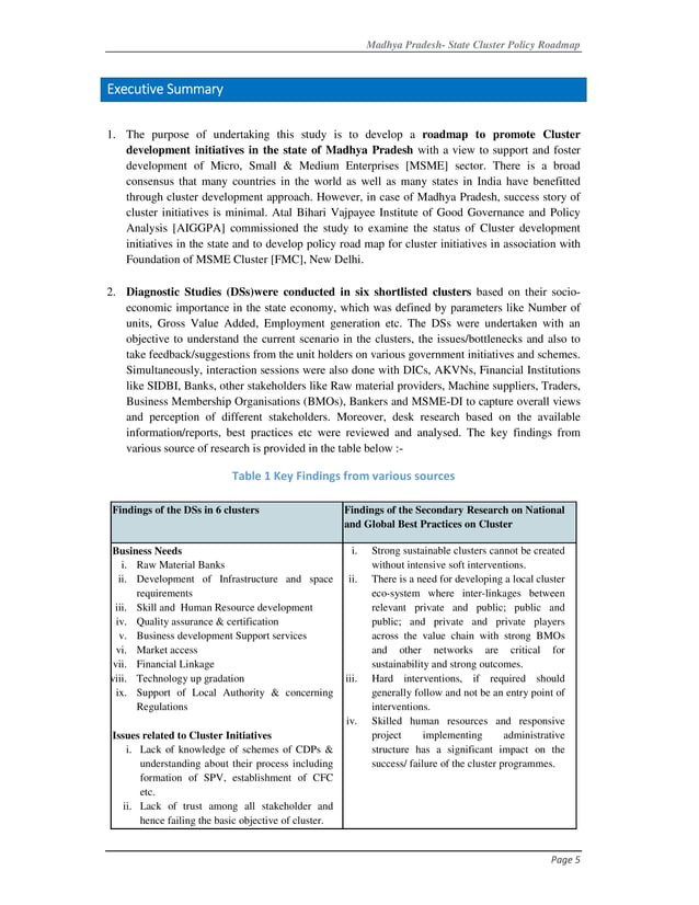 State Cluster Development Policy Road Map | PDF