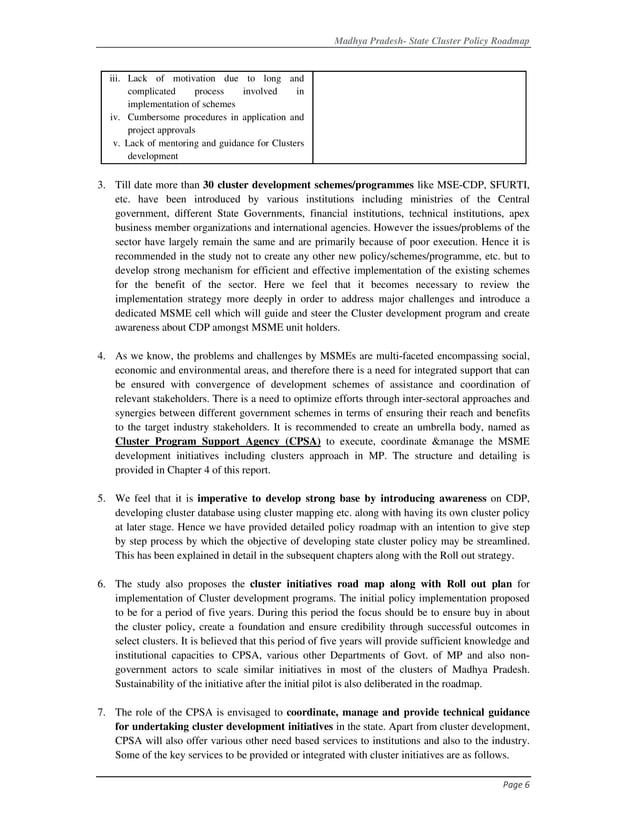 State Cluster Development Policy Road Map | PDF