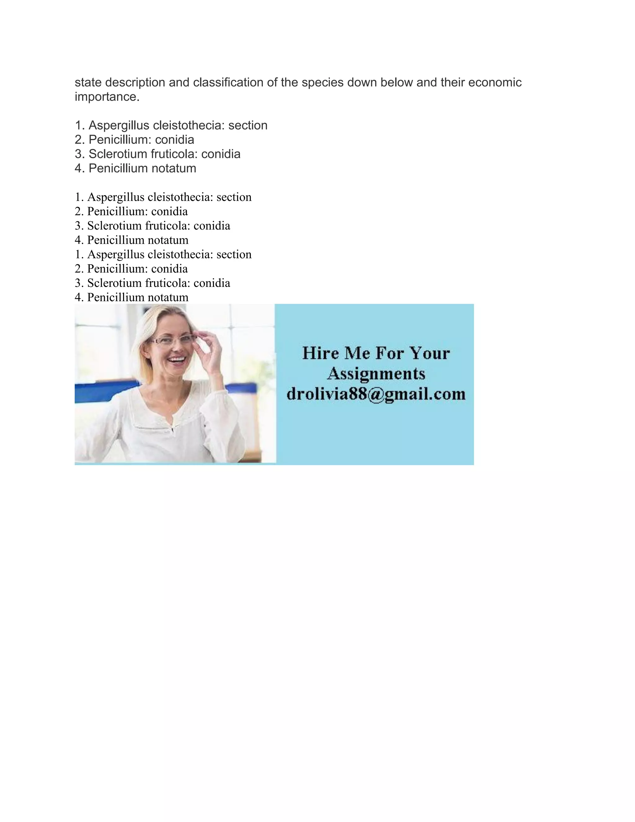 Fungal Species Classification and Economic Importance | PDF