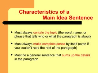 Stated main idea | PPT