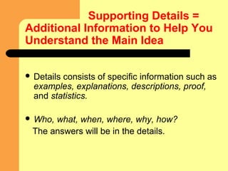 Stated main idea | PPT