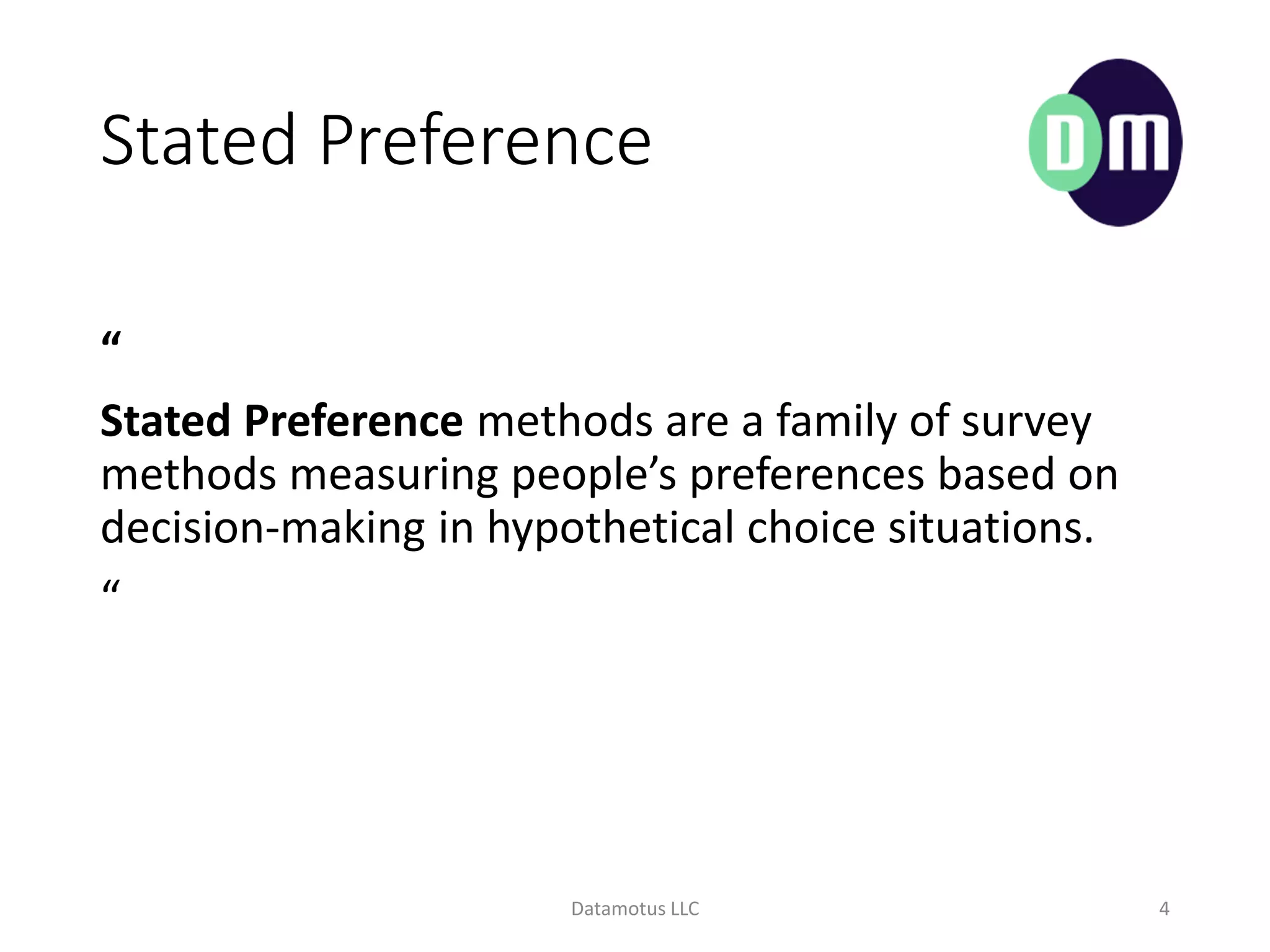 Stated preference methods and analysis | PDF