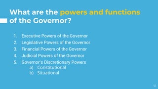 Governor - Powers and Functions | PDF