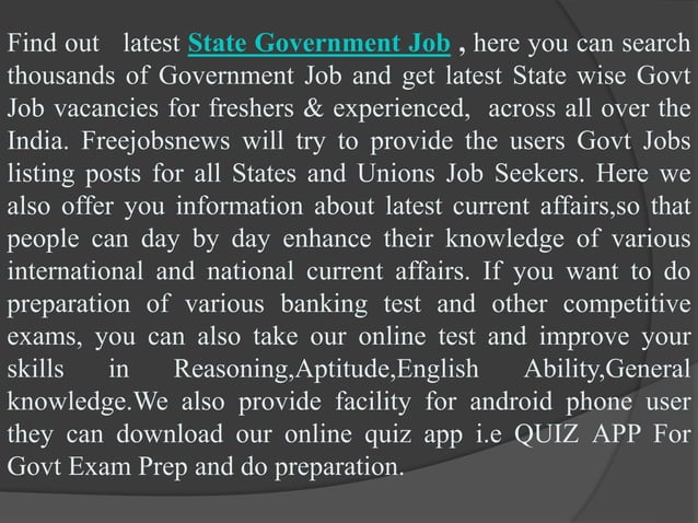 State government jobs openings in india | PPT