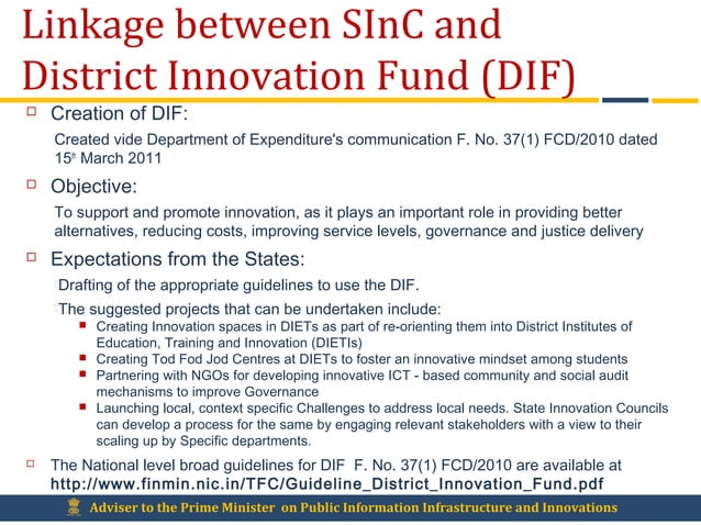 Building the Innovation Eco-system Role of NInC and SInCs | PPT