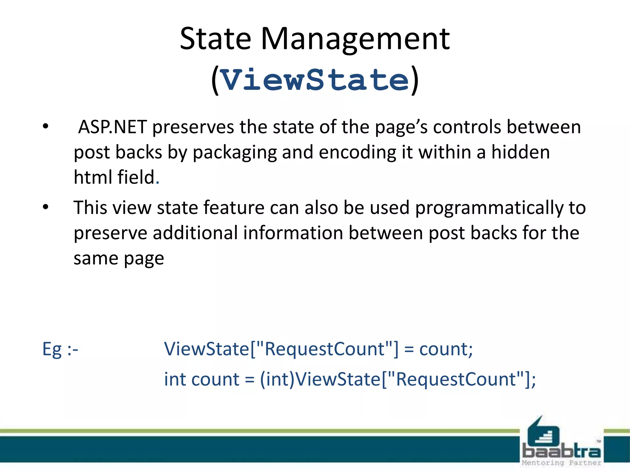 State management in ASP .NET
